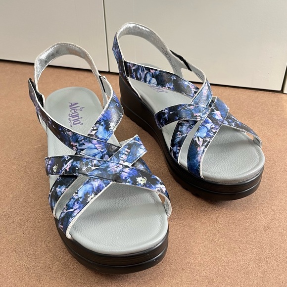 Alegria | Shoes | Alegria Myka Strappy Wedge Periwinkle Ankle Strap ...